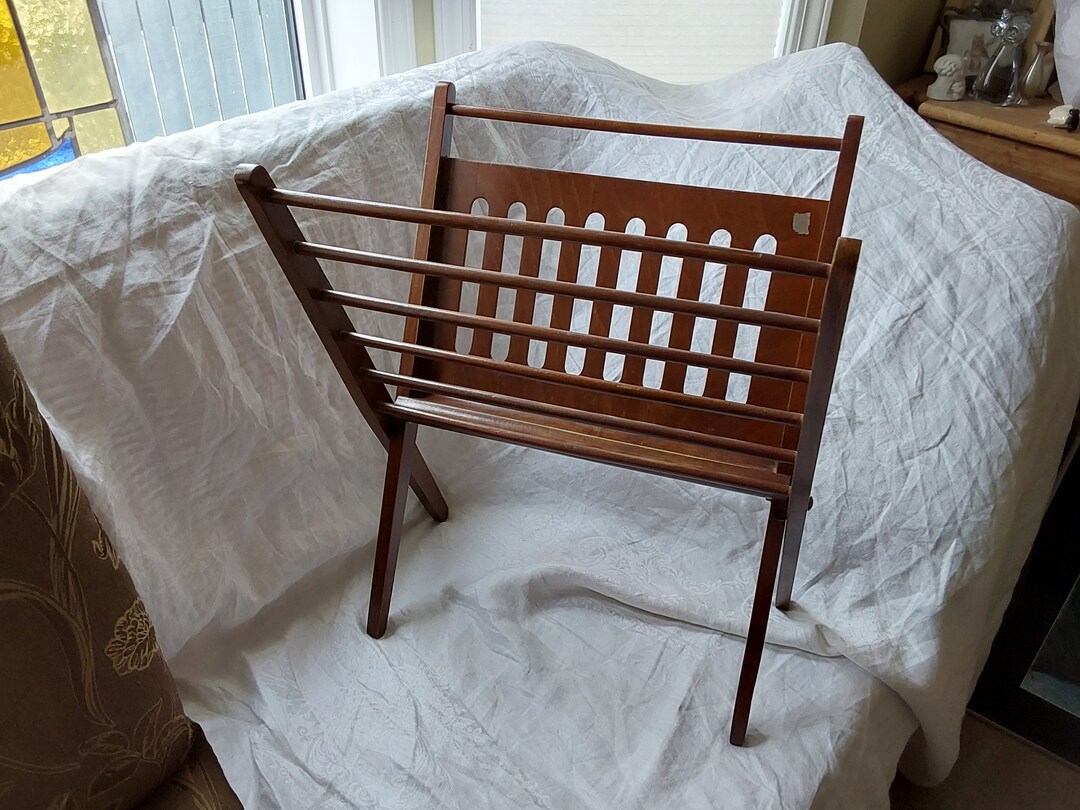 Mid-century Modern Folding Magazine Rack Wood Marked Romania MCM - Etsy ...