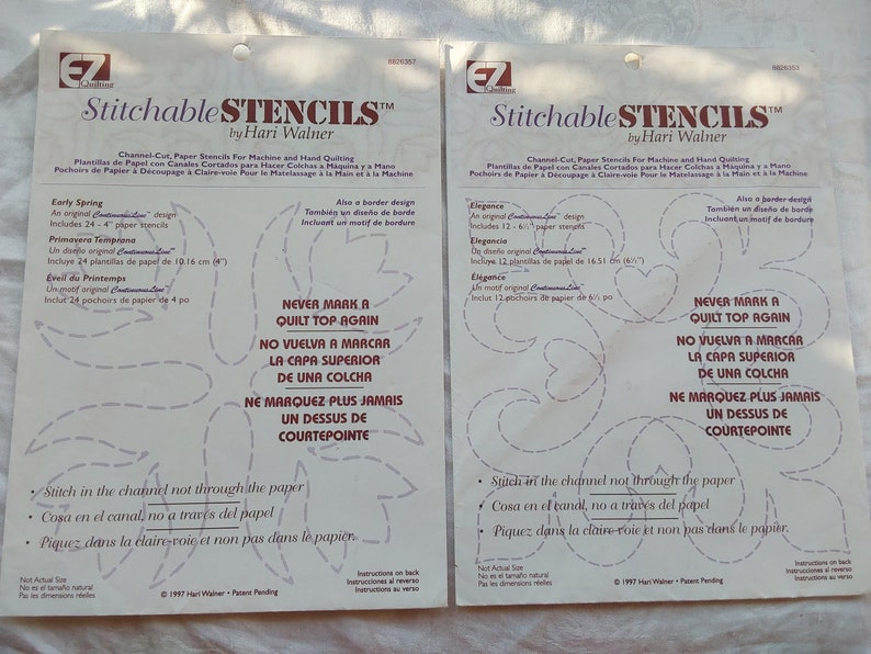 Stitchable Stencils for Machine or Hand Quilting by Hari Walner 2 Sets ...