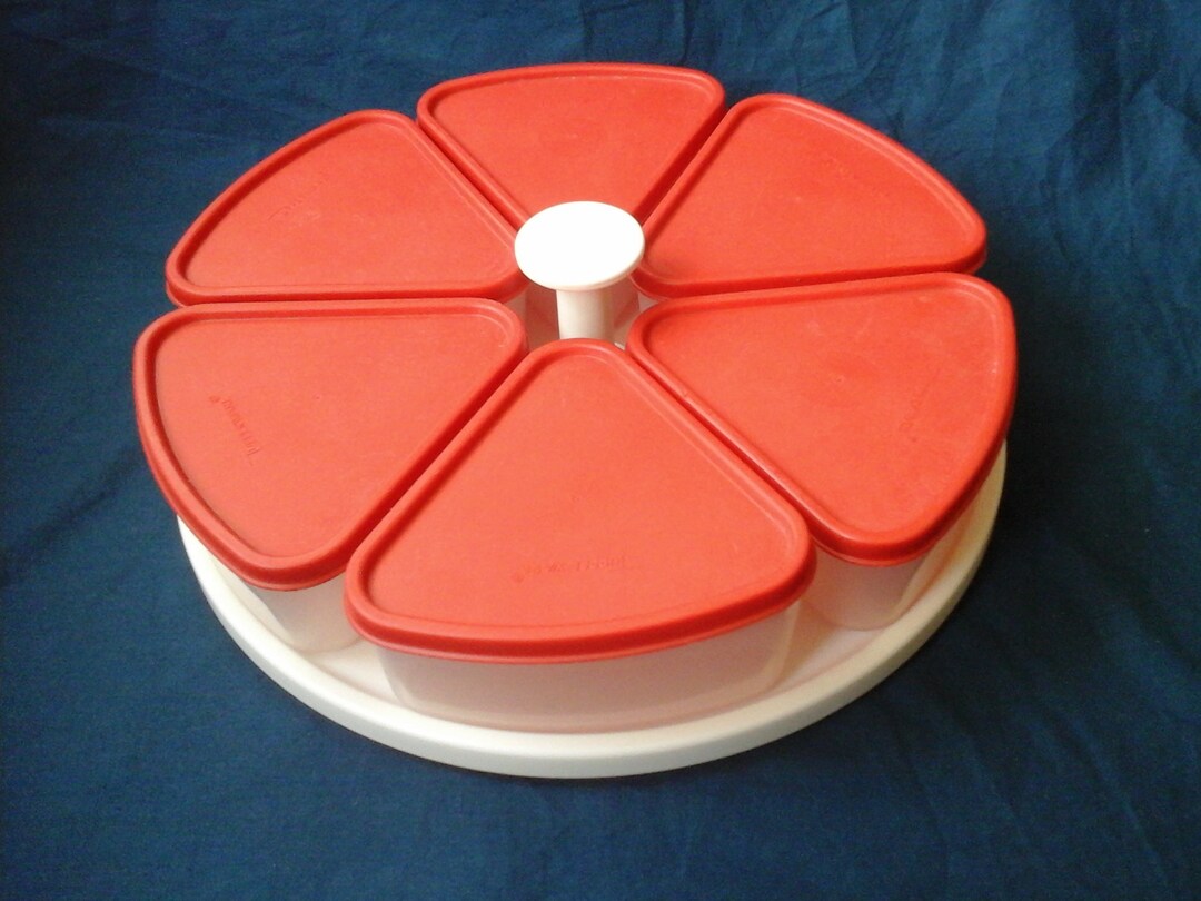 Vintage Tupperware Lazy Susan | Turn Table | Caroussel With 6 Lidded ...