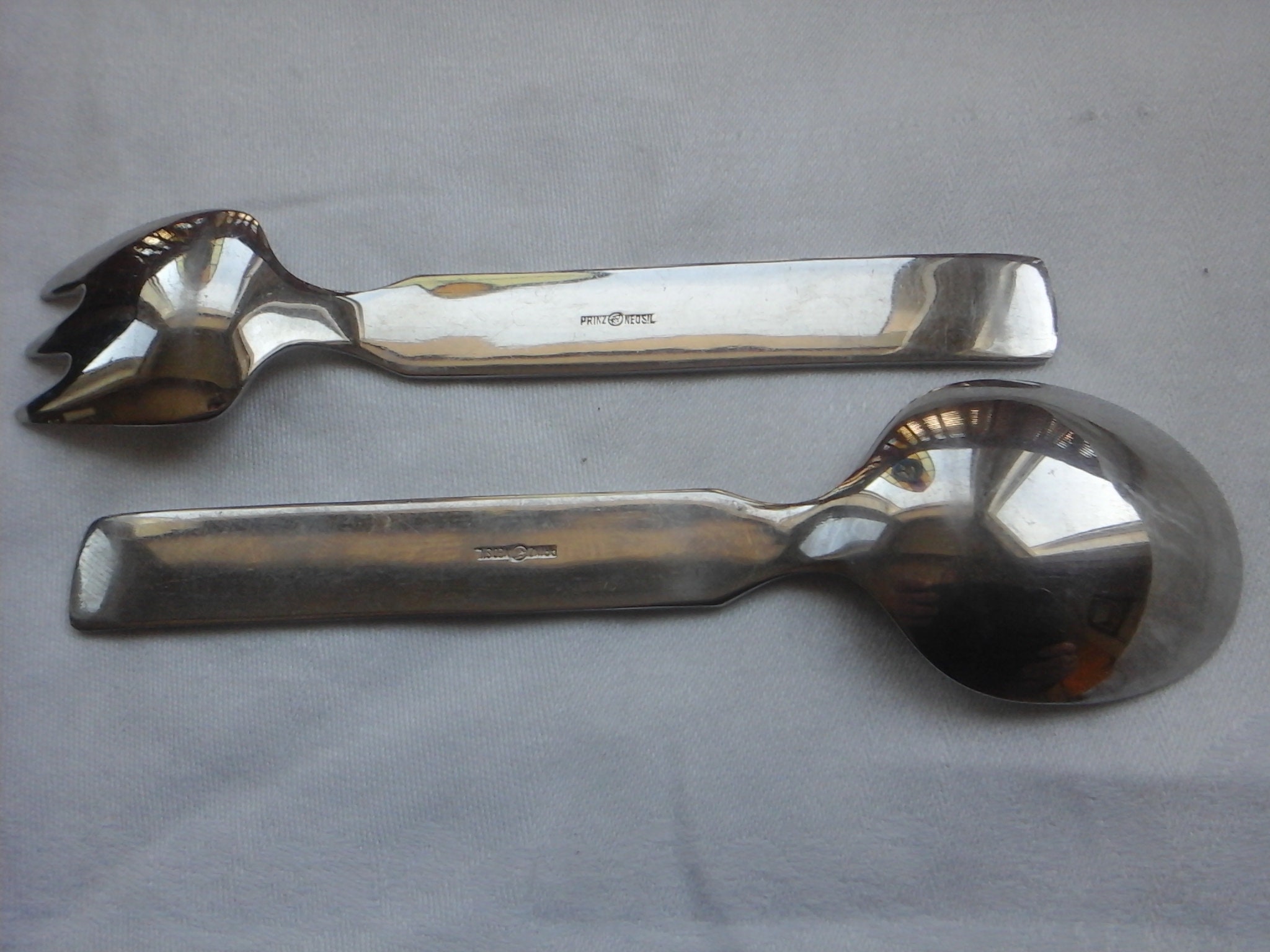 Very Cute Vintage 1970s 1980s Child's Fork and Spoon Set With Orange ...