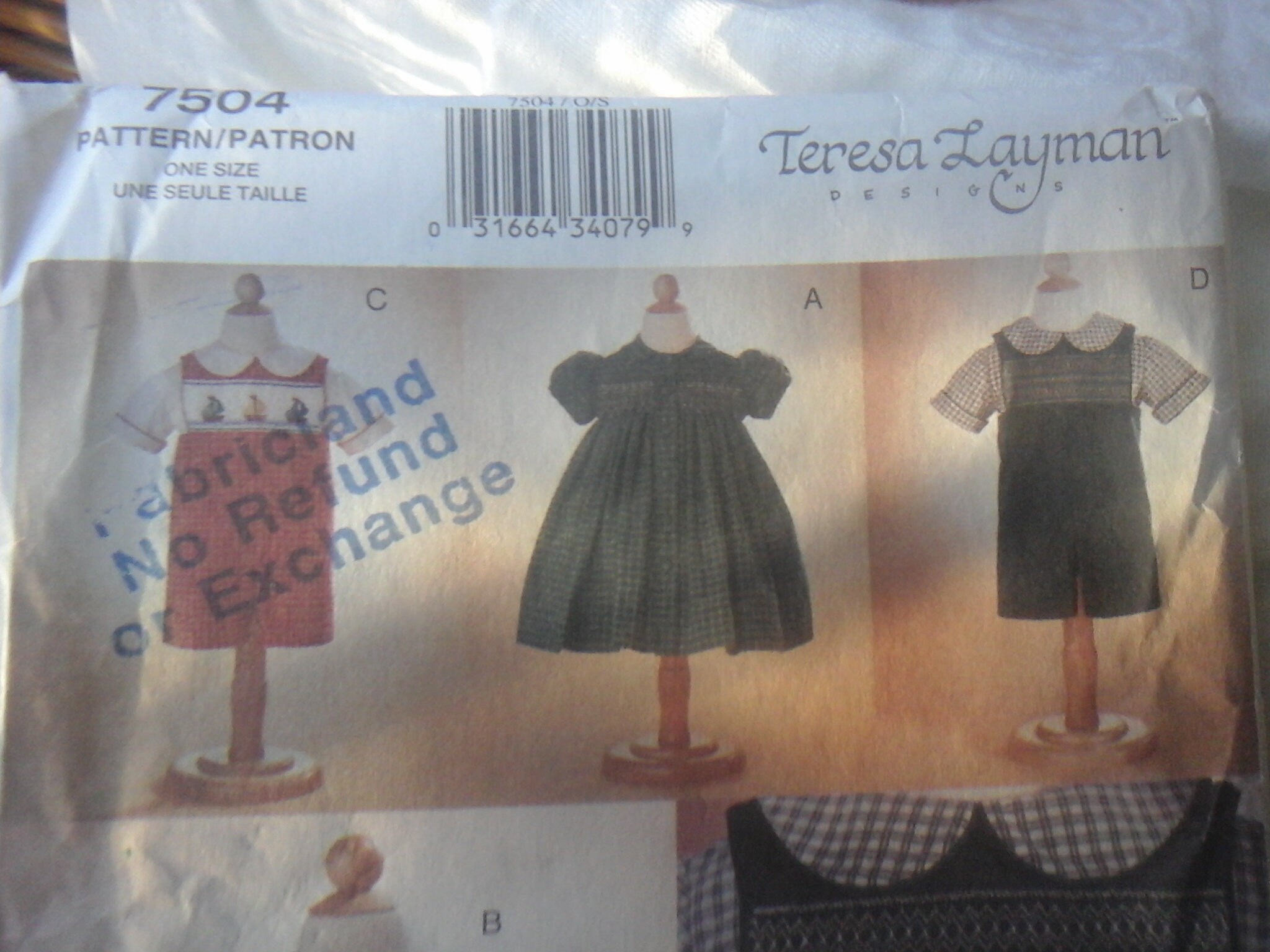 Vogue Sewing Pattern 7504 Smocked Girl's Dress and Boy's Overalls Sizes ...