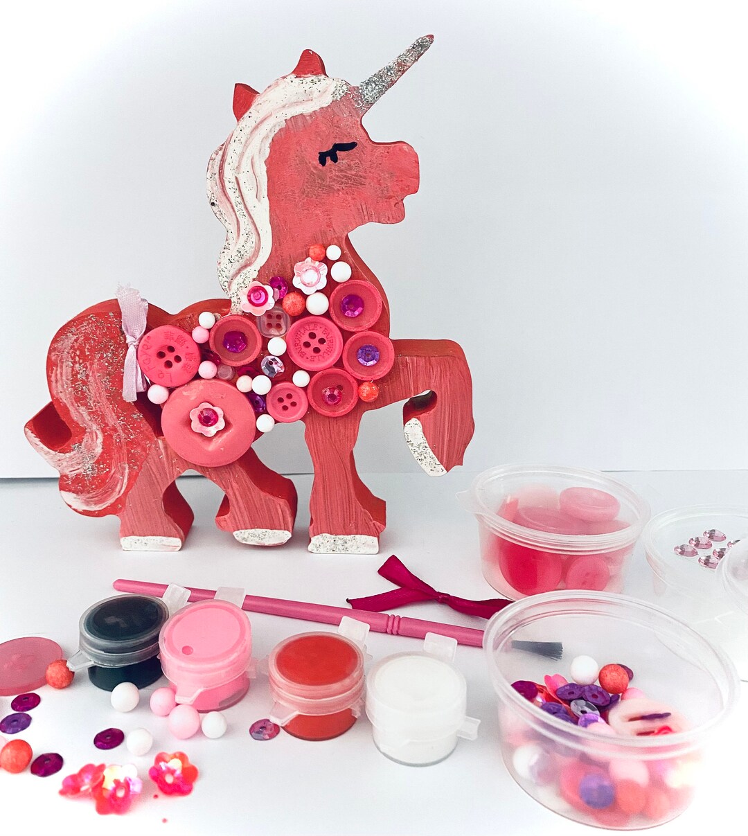 Unicorn Craft Kit-button Art Craft-children’s/adult Craft-craft Kit for ...