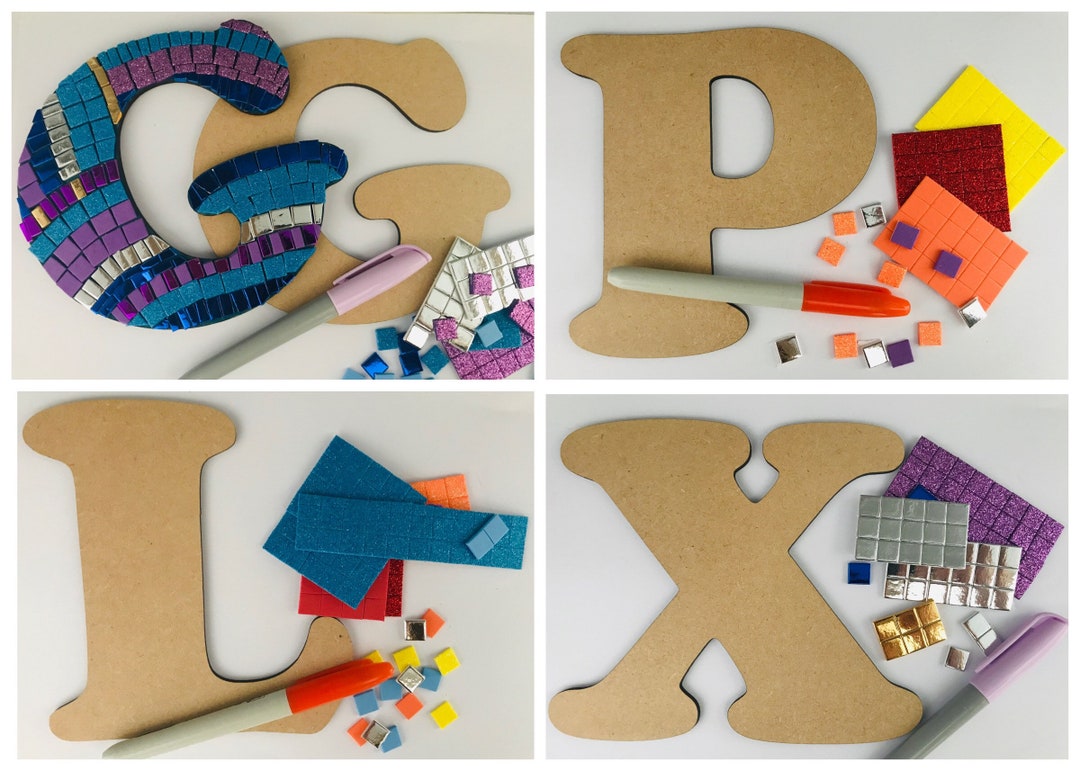 Personalised Door Plaque-mosaic Craft Kit-wooden Letter Initial ...