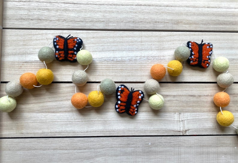Monarch Butterfly Felt Garland, Butterflies, Summer, Boho, Baby Shower ...
