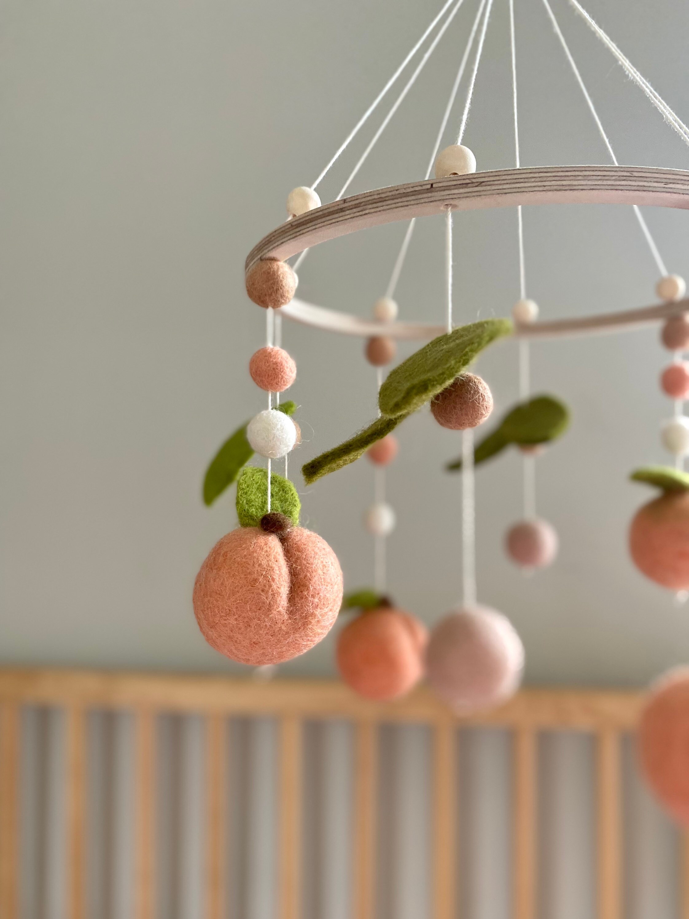 Felt Peach Baby Mobile for Nursery, Girl Nursery Decor, Baby Gift ...