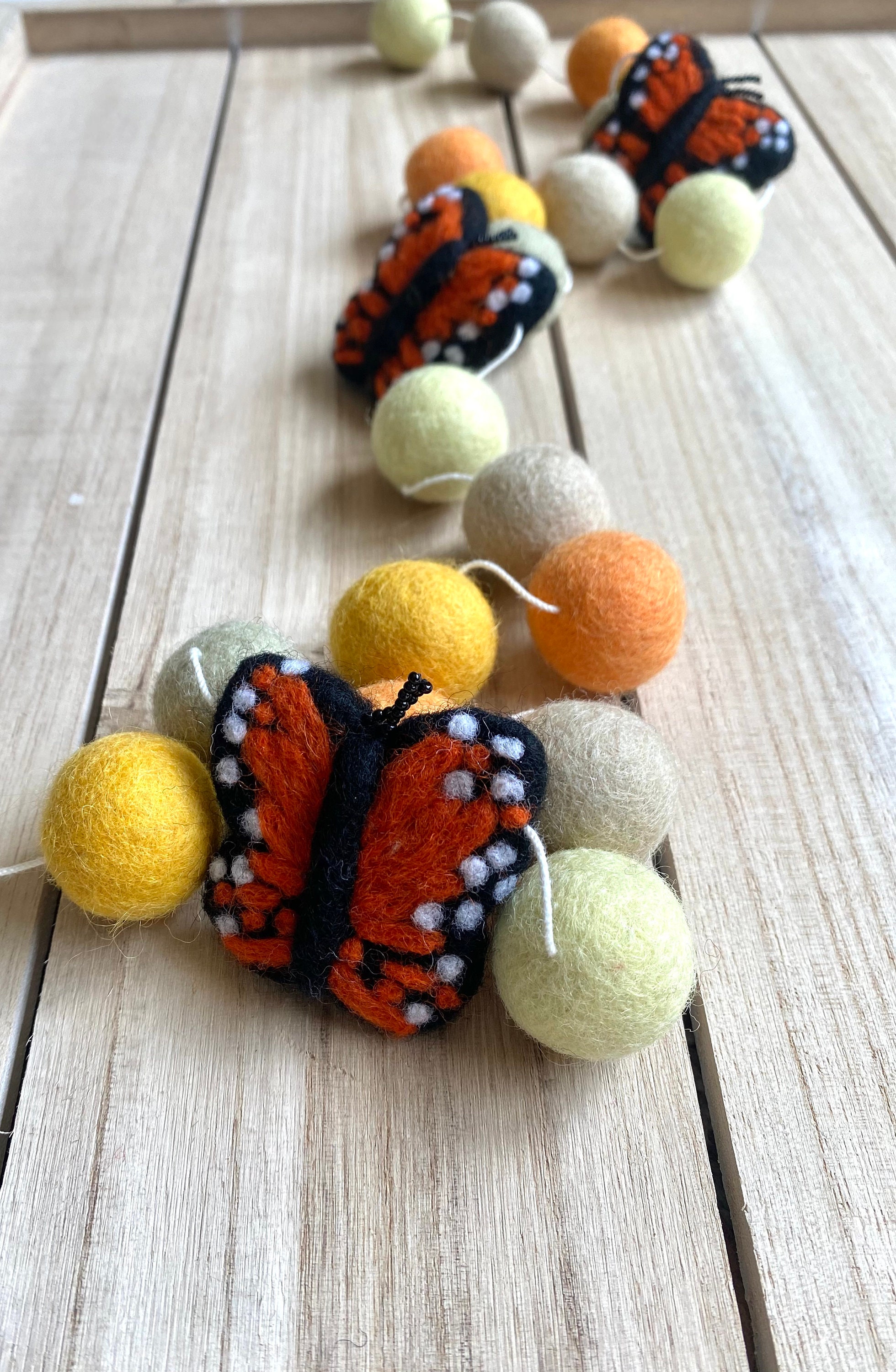 Monarch Butterfly Felt Garland, Butterflies, Summer, Boho, Baby Shower ...