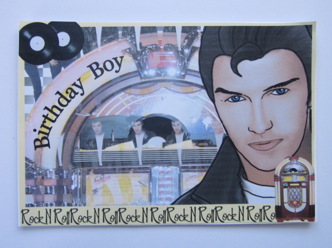 Rock N Roll Jukebox Birthday Card, Handmade - Etsy