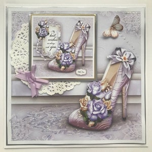 Handmade Shoe Card, Floral Embellished 8x8 - Etsy