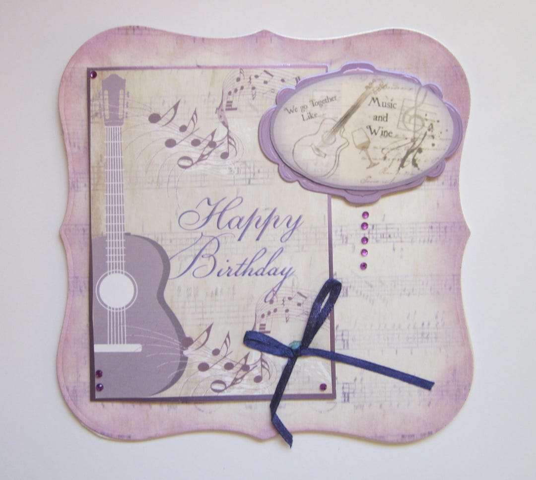 Handmade Music Birthday Card, Guitar Theme - Etsy