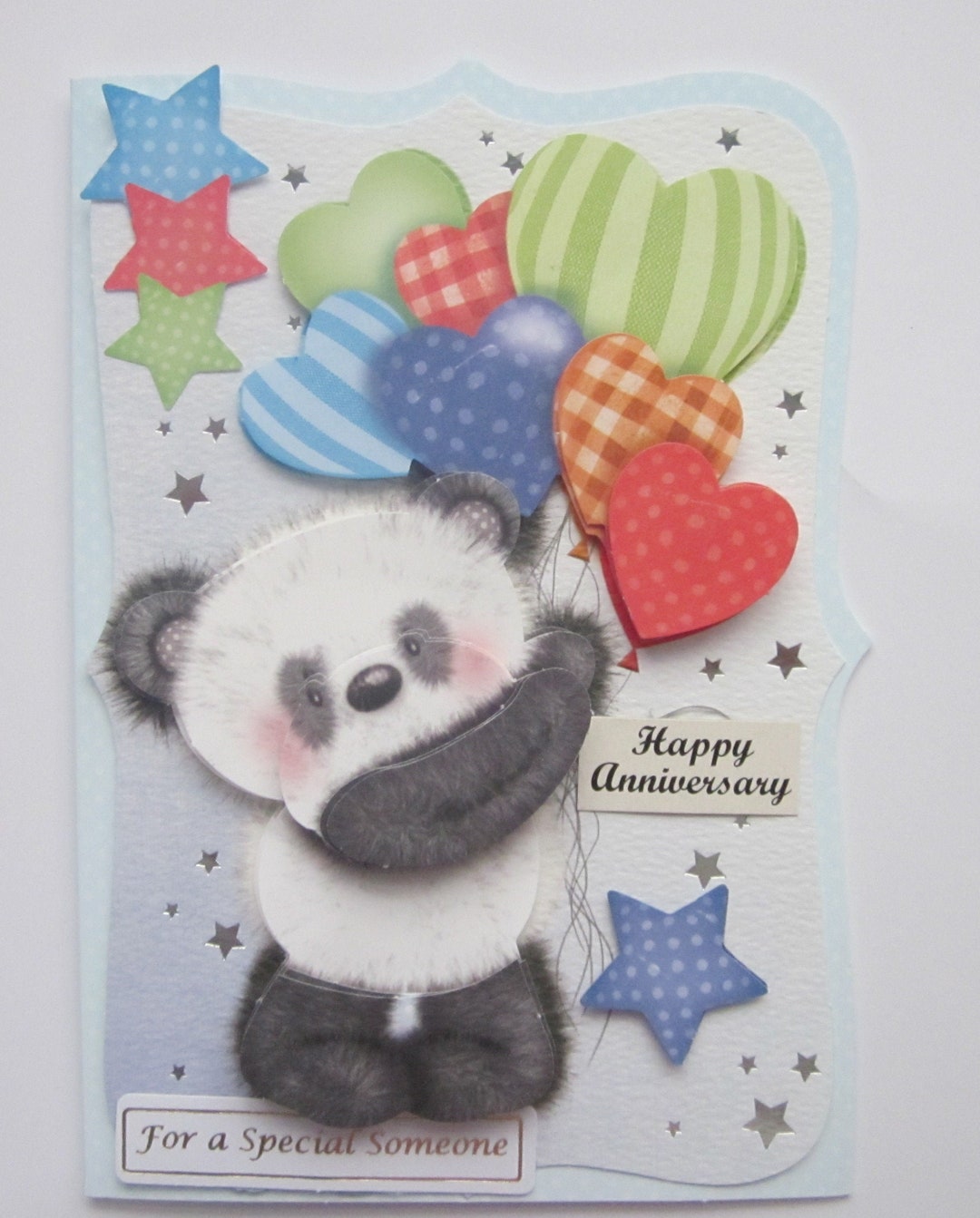Panda Bear Anniversary Card, Handmade Layered Design - Etsy