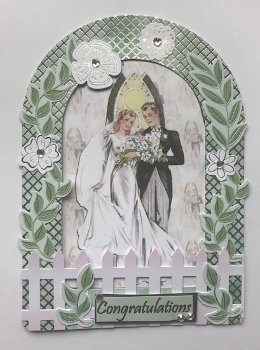 Congratulations 7x6 Arched Window Card----------reduced - Etsy
