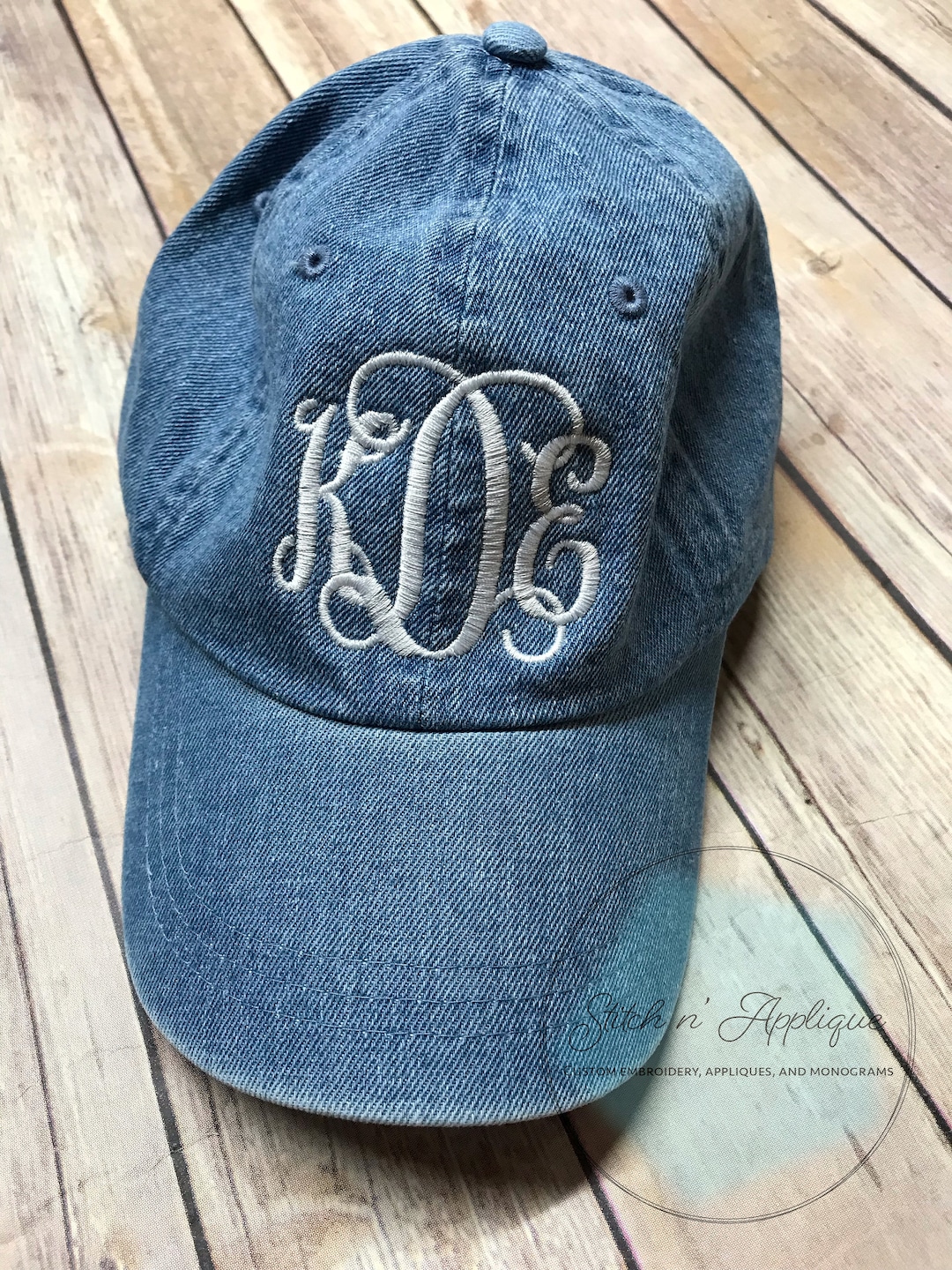 Denim Monogrammed Hat, Personalized Hat, Monogrammed Baseball Hat, Ball ...