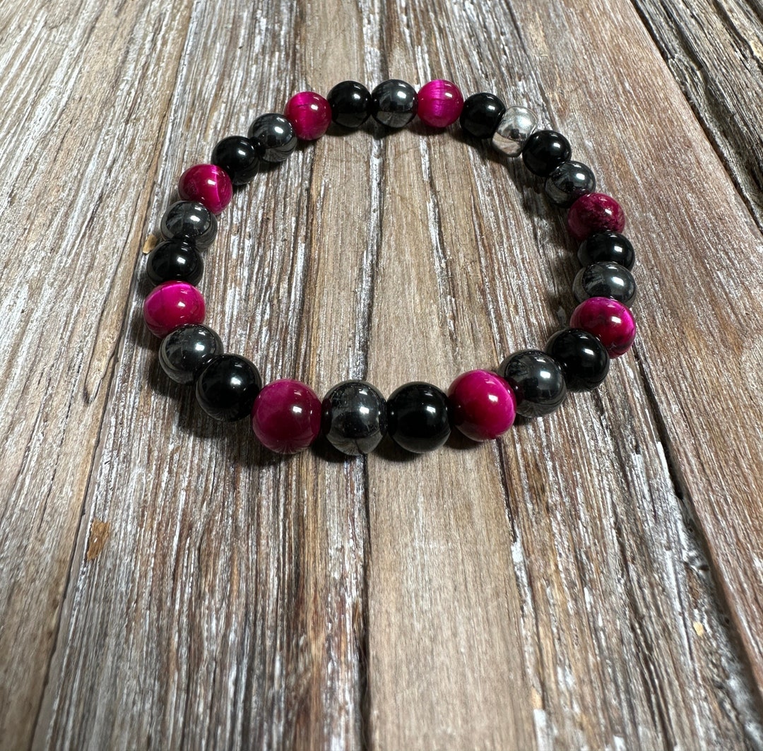 Magenta Triple Protection Bracelet | Galaxy Magenta Tiger's Eye ...
