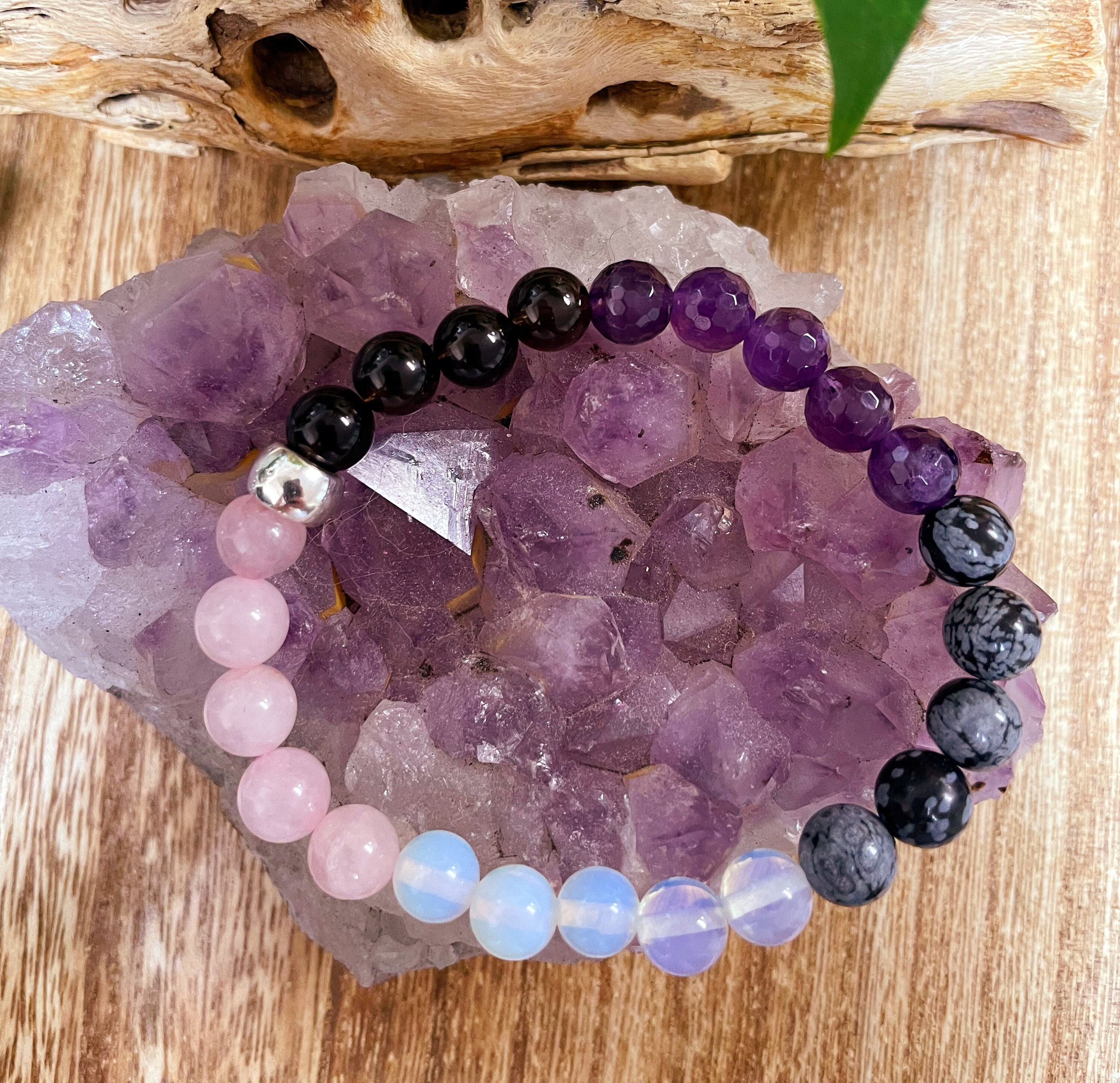 Healing Grief Gemstone Bracelet: Rose Quartz, Moonstone, Amethyst - Etsy