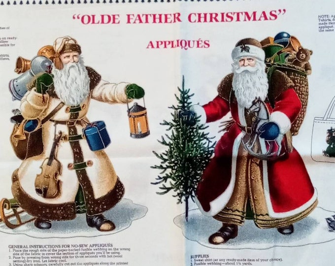 Appliques "olde Father Christmas" Cut & Sew Fabric Panel, Victorian ...