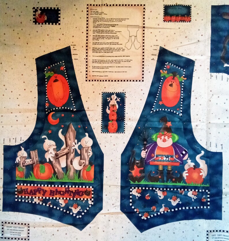 Enter If You Dare Vest Fabric Panel, Cut and Sew, Happy Hauntings Vest ...