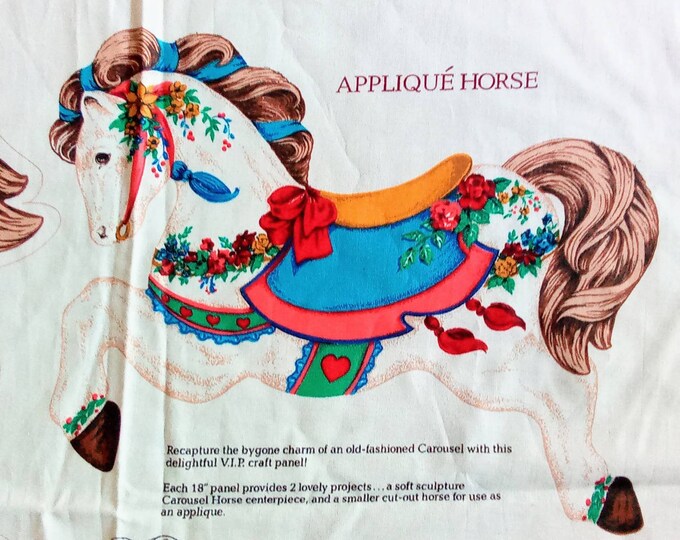 Carousel Horse Cut & Sew Fabric Panel, Soft Sculpture, Fabric Horse ...