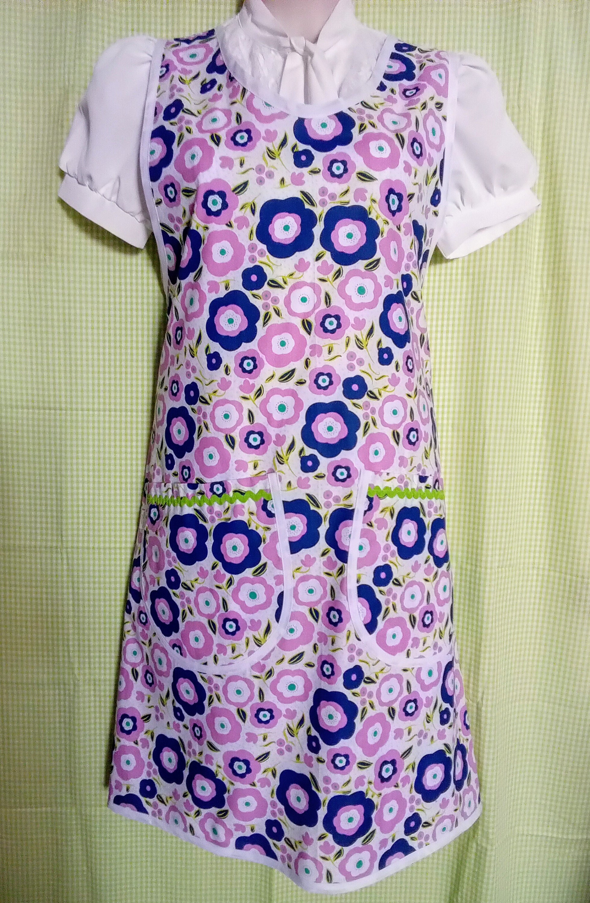 Vintage Style Full Apron, Cross Back Apron, Wrap Around Apron, Blue ...