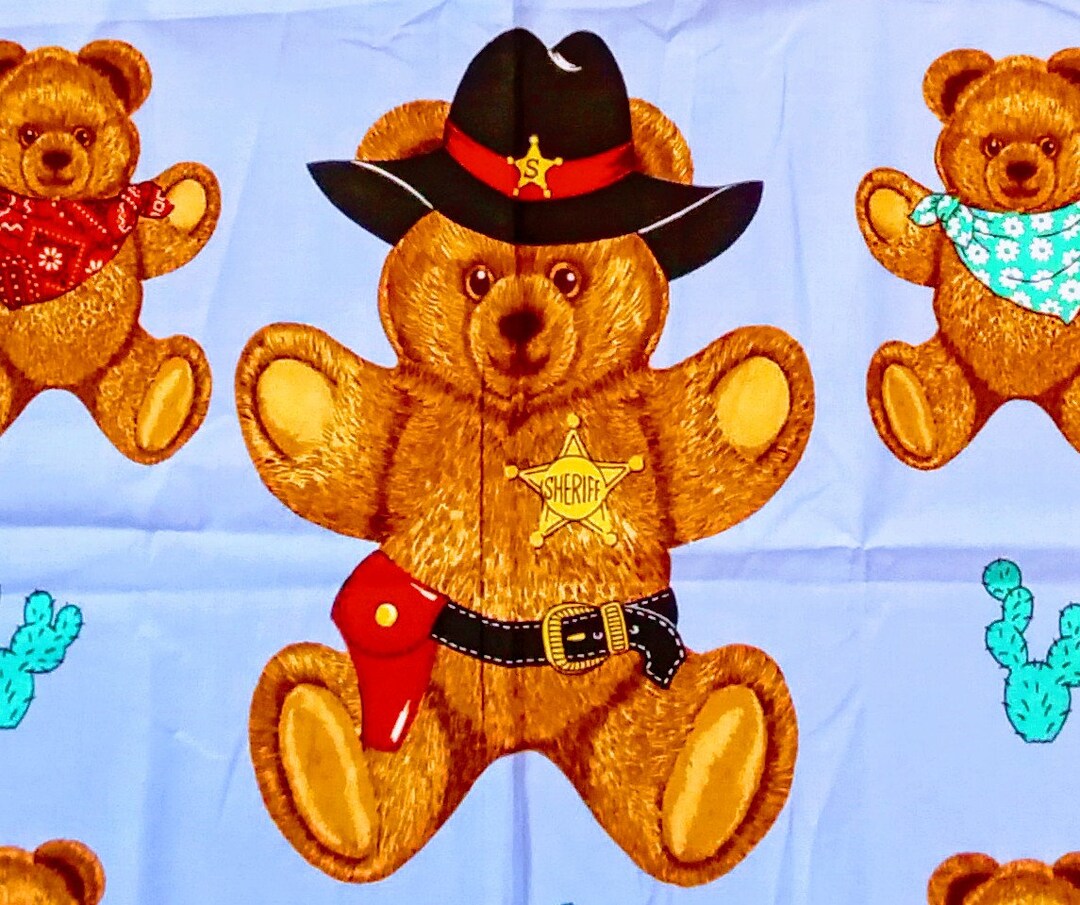 Teddy Bear Appliques Fabric Panel, Cowboys & Indians, DIY Gift - Etsy