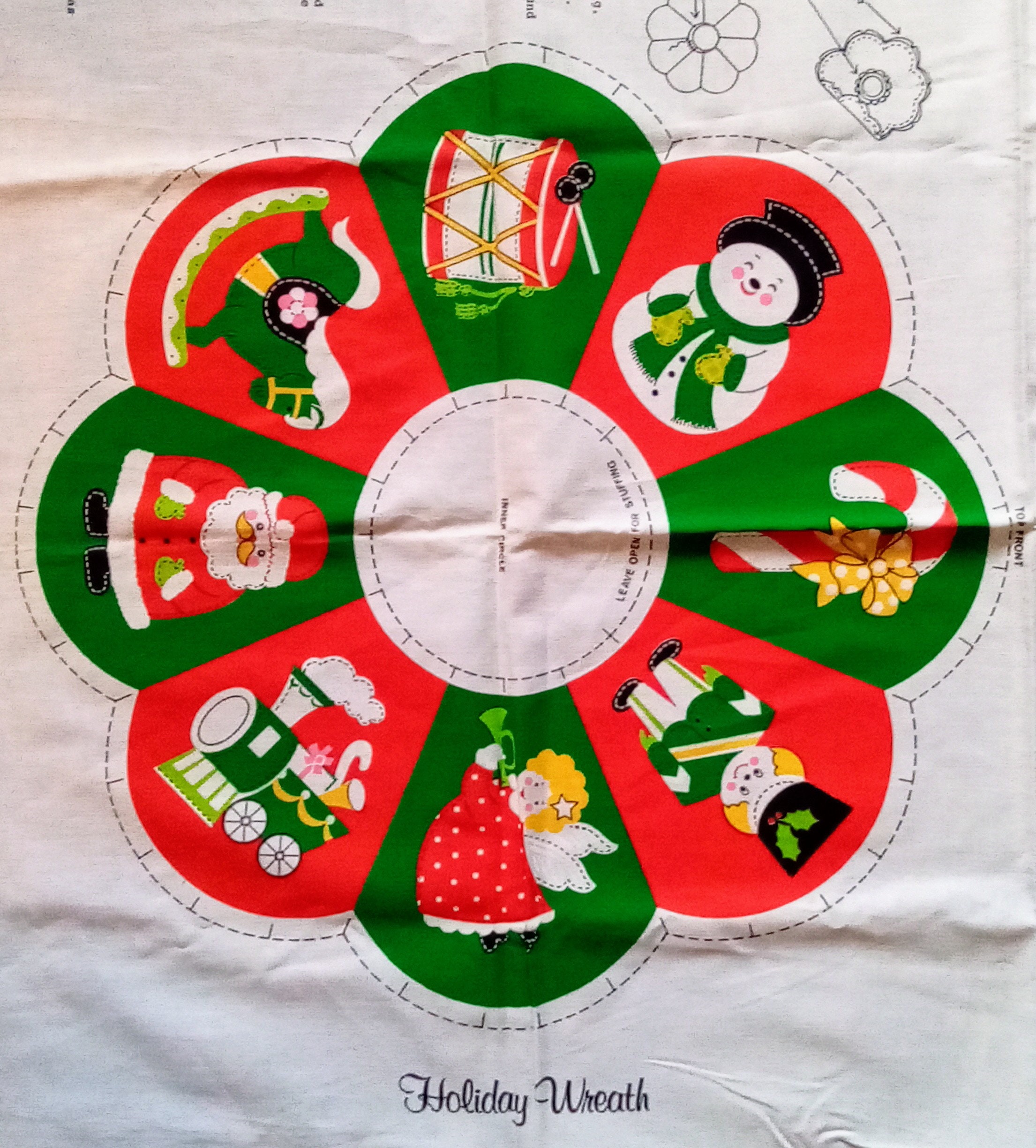 Christmas Holiday Wreath Fabric Panel Soft Sculpture Home - Etsy