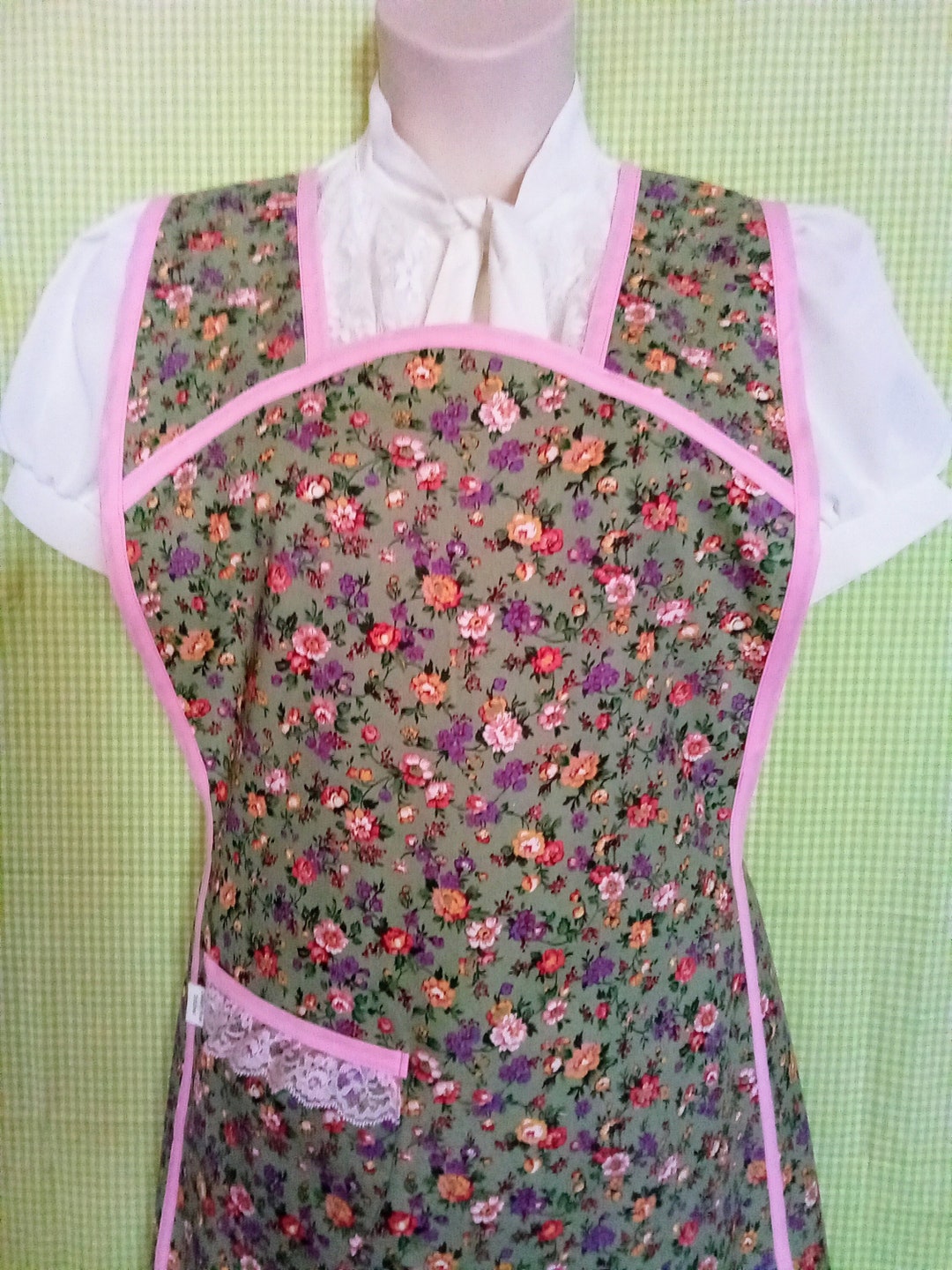 Vintage Style 1950's Apron, Full Apron, Farmhouse Style H-back Apron ...