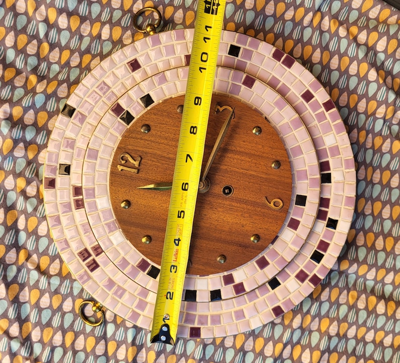 Vintage MCM Mosaic Tile and Walnut Clock by Harris and Mallow - Etsy