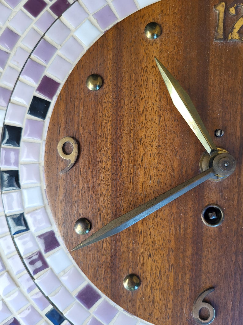 Vintage MCM Mosaic Tile and Walnut Clock by Harris and Mallow - Etsy