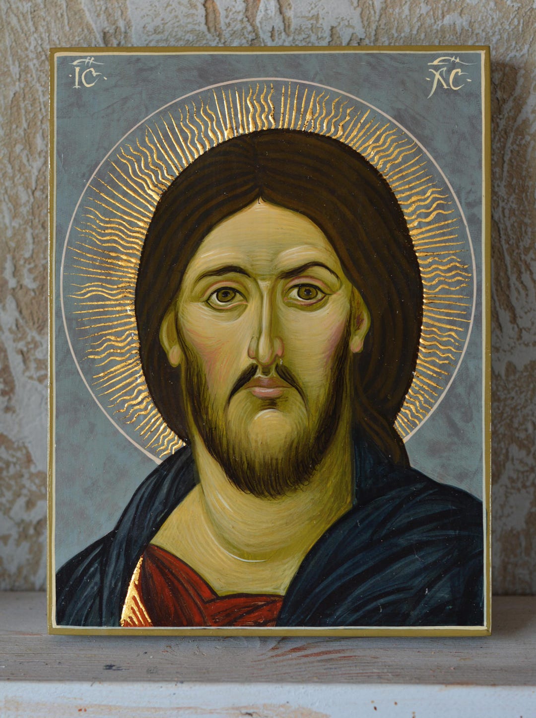 Jesus Christ Hand Painted Egg Tempera With Gilding Dedication to the Icon of Christ From Sinai ...