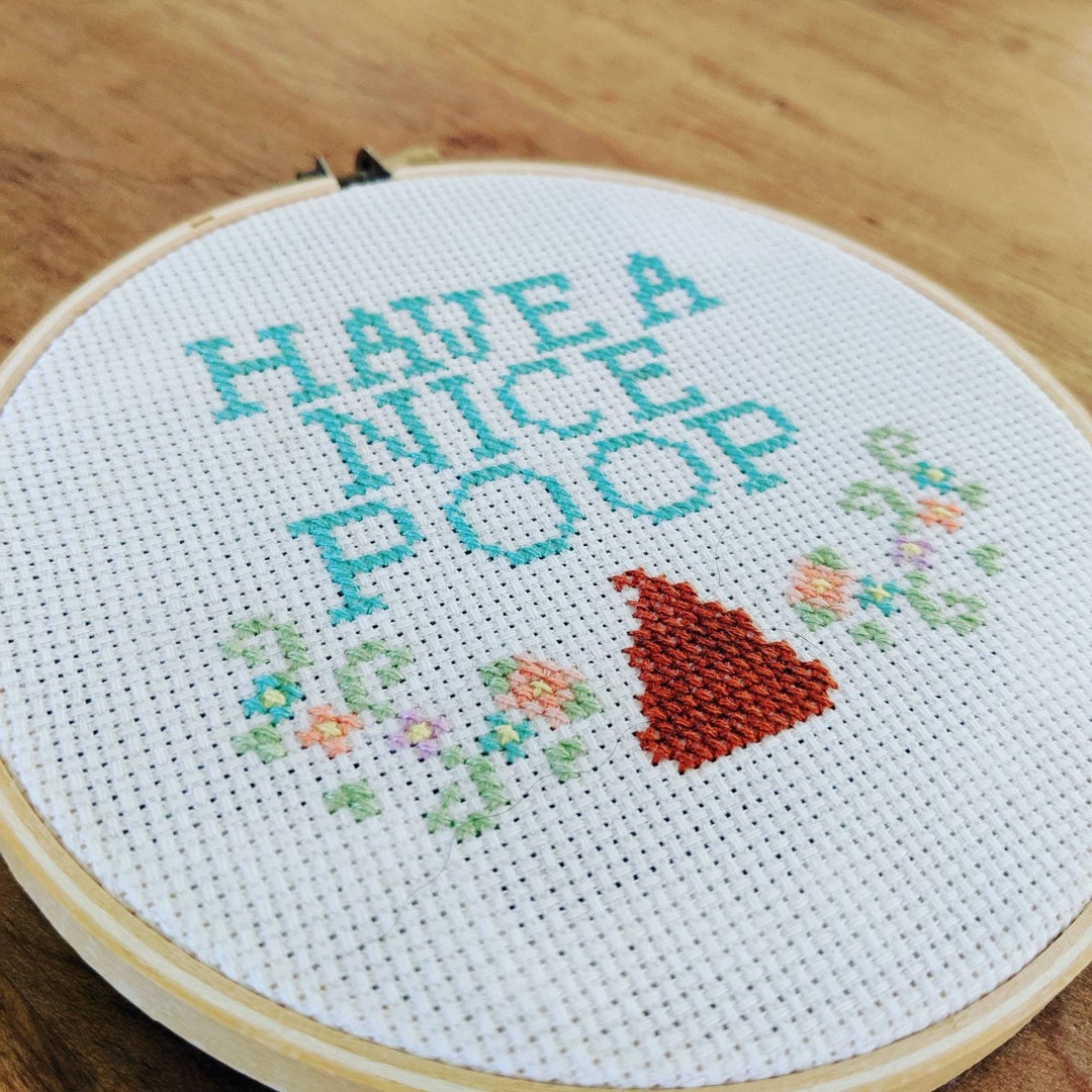 PDF, Have a Nice Poop, Have a Nice Poop Cross Stitch Pattern, Bathroom ...