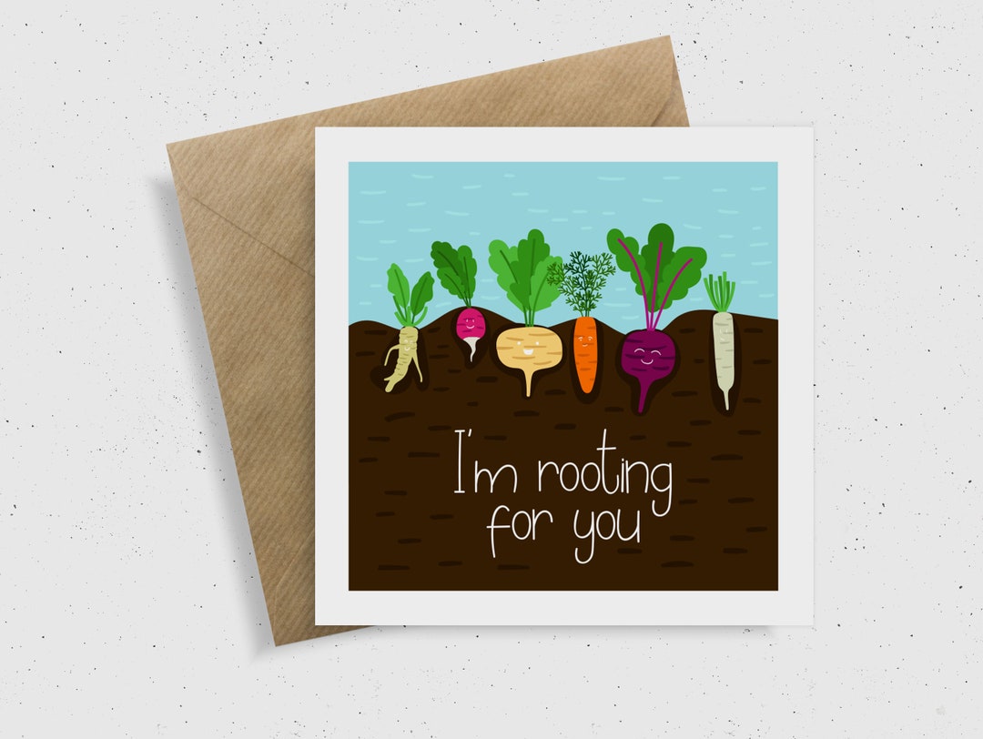 I'm Rooting for You Card, Funny Encouragement Card, Good Luck, Recovery ...