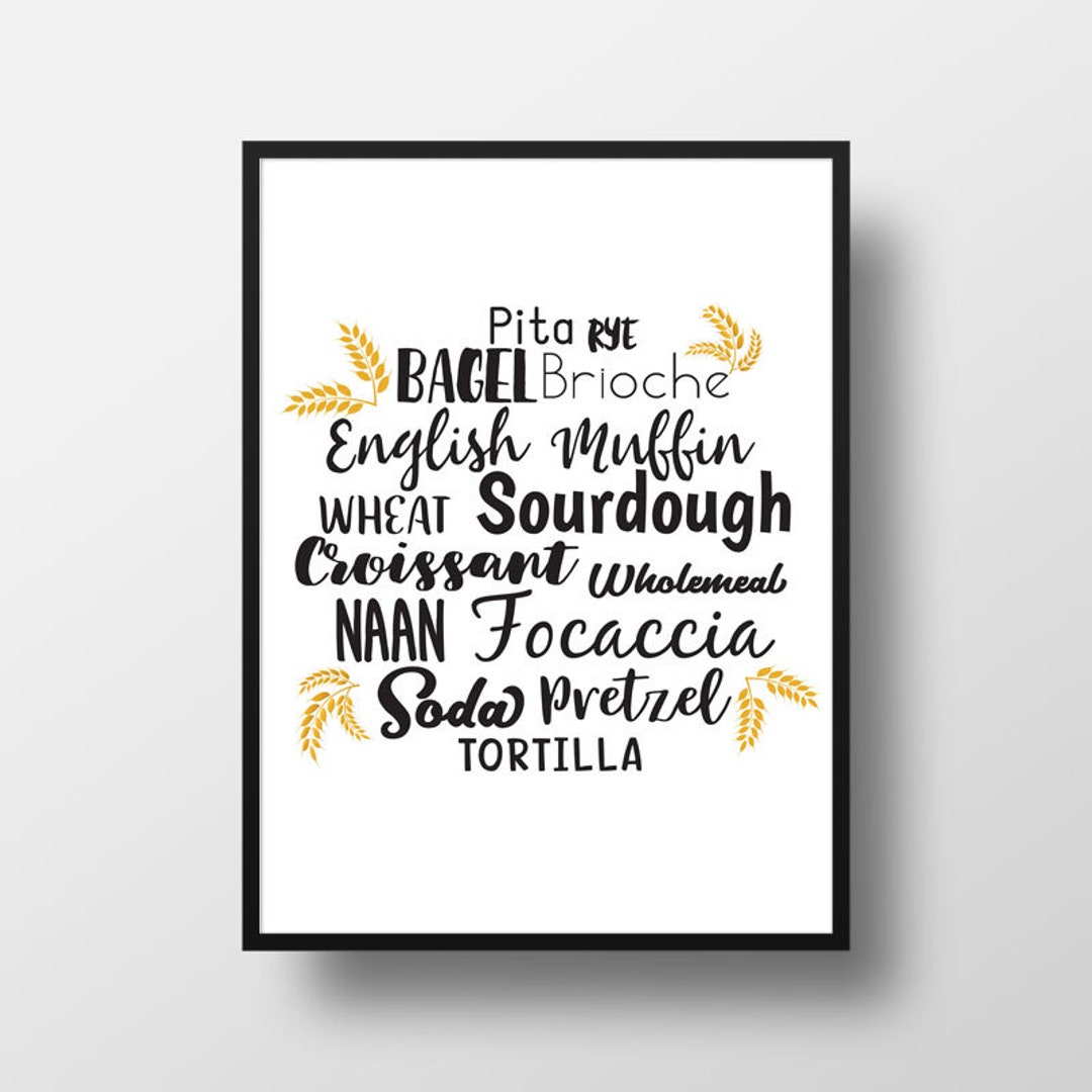Different Types of Bread Print - Kitchen Prints - Bread Print - Bread ...