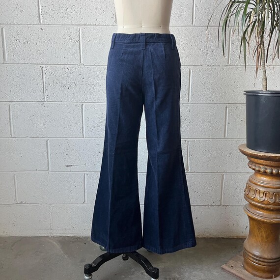 70s SEARS Jr Bazaar Low Rise Navy Blue Velvet Cotton … - Gem