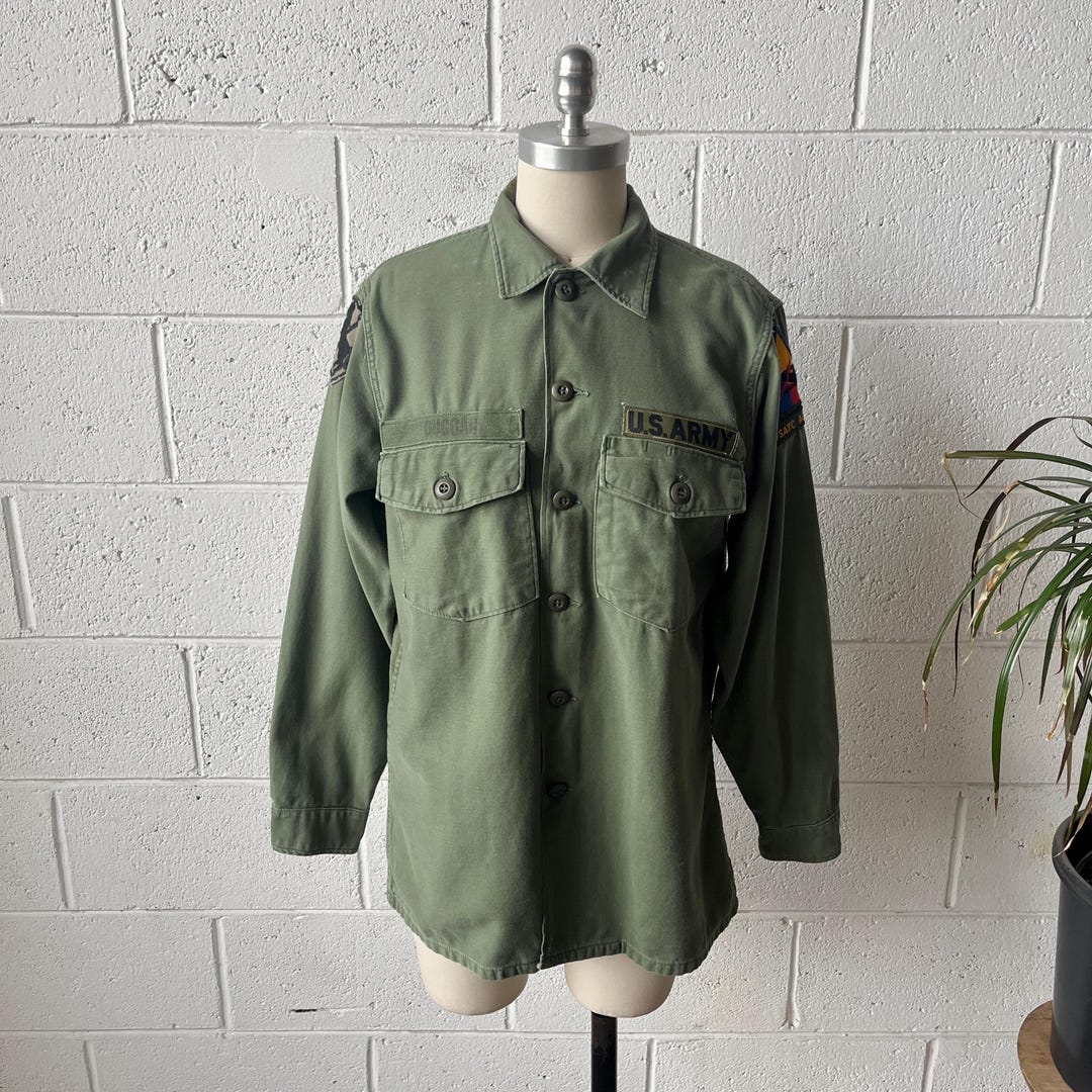60s OG-107 USN USATC Armor Olive Green Sateen Cotton Field Uniform ...