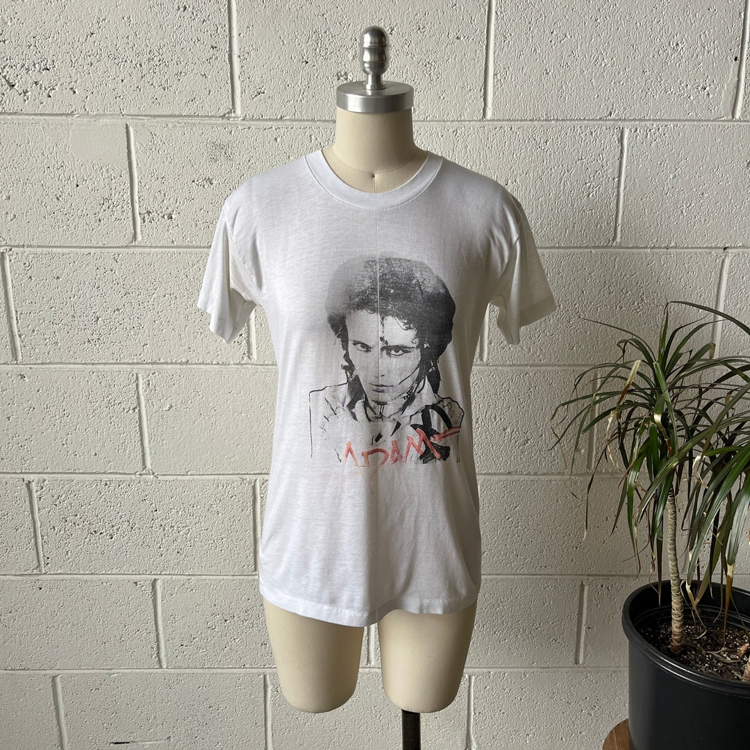 80s Vintage Adam Ant Portrait White Burnout Cotton Poly Crewneck Single ...