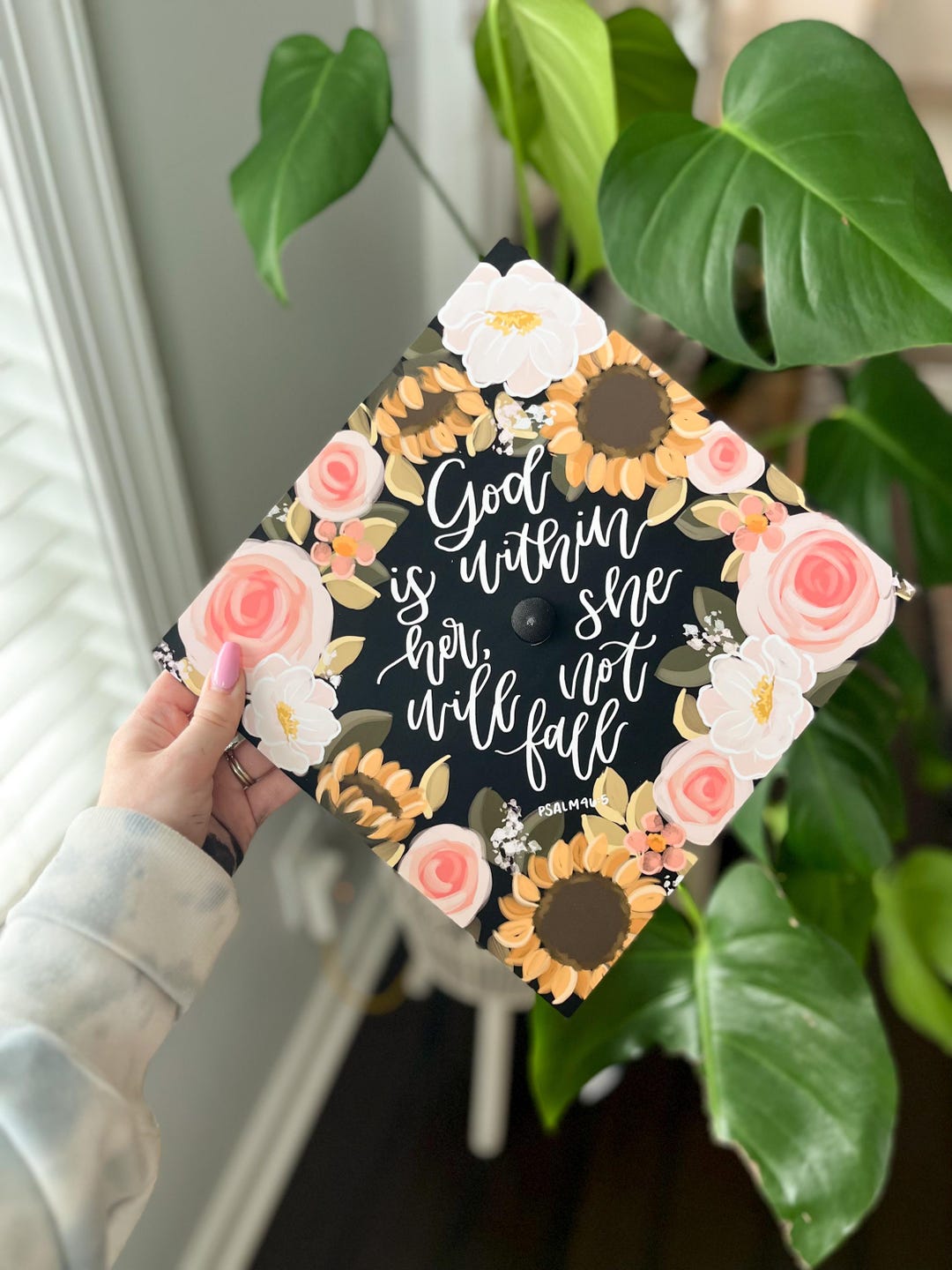 Customizable Floral Grad Cap Decoration Self-adhesive Sunflower Florals ...