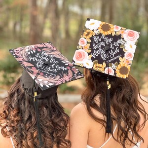 Customizable Floral Grad Cap Decoration Self-adhesive Sunflower Florals ...