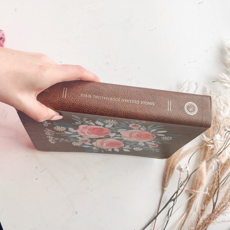 Custom Painted Floral Leather Journaling Bible - Etsy