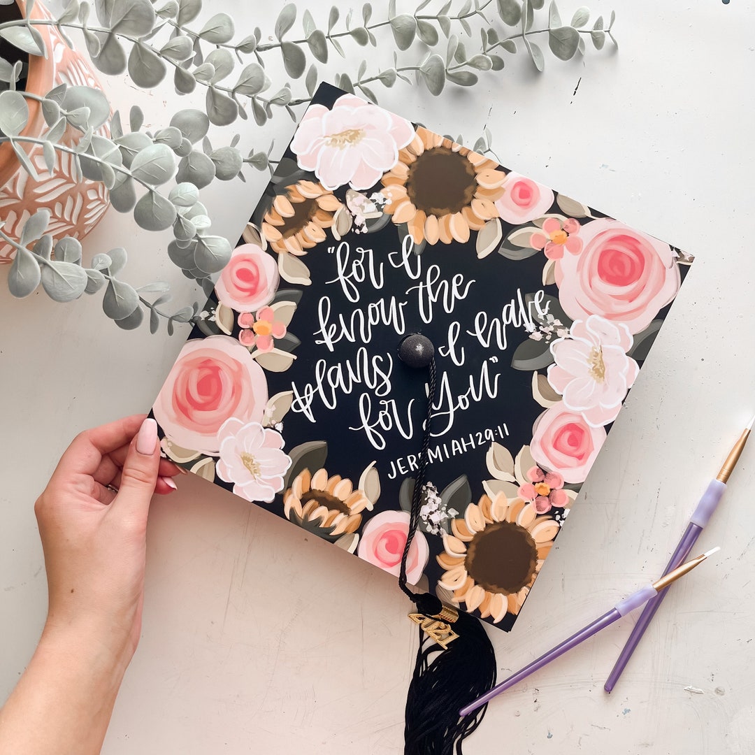 Customizable Floral Grad Cap Decoration Self-adhesive Sunflower Florals ...