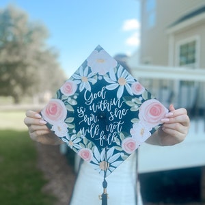Customizable Floral Grad Cap Decoration Self-adhesive Daisies and Rose ...