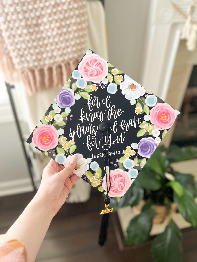 Customizable Floral Grad Cap Decoration Self-adhesive Colorful Rose ...