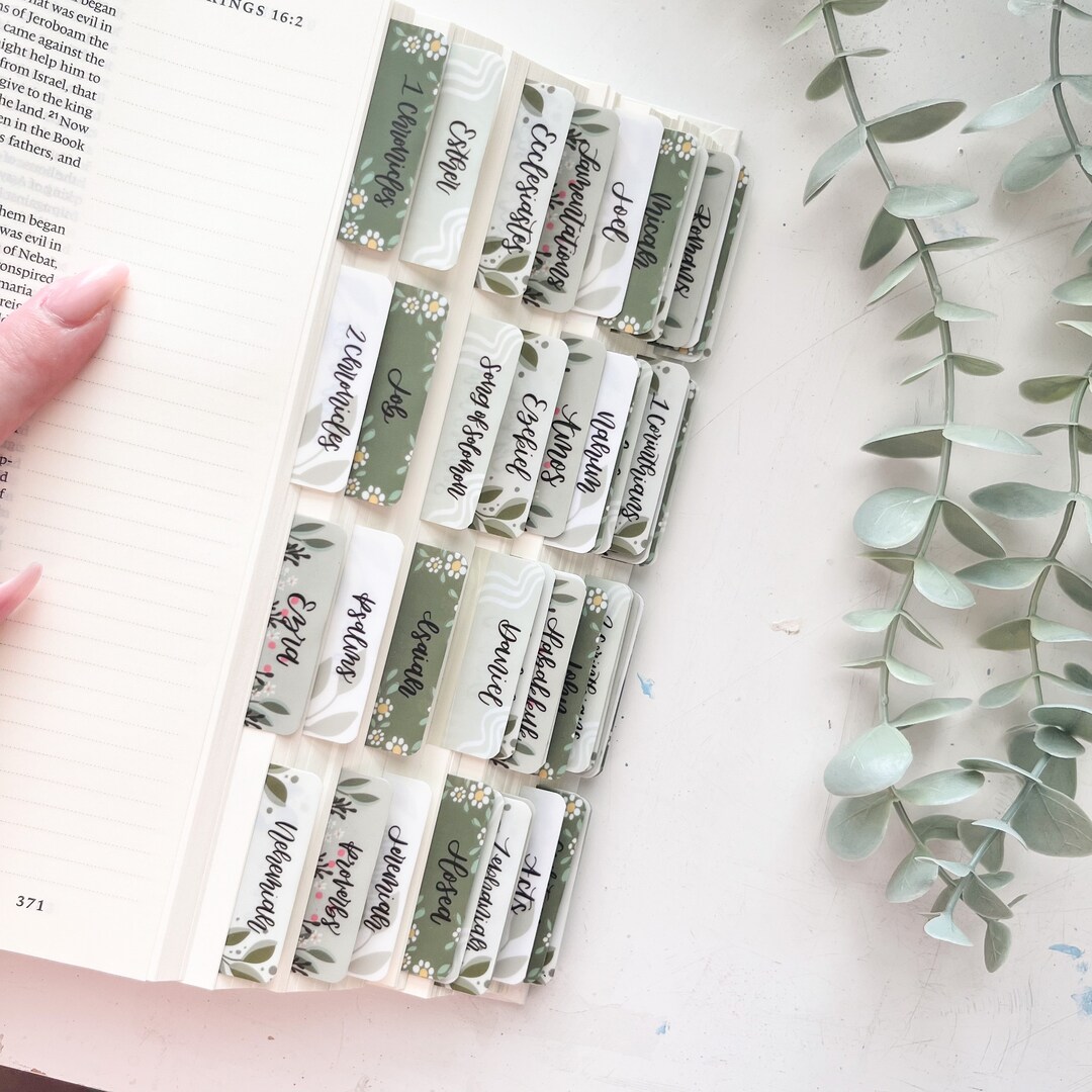 Bible Tabs Sage Greenery 66 Books of the Bible Tabs - Etsy