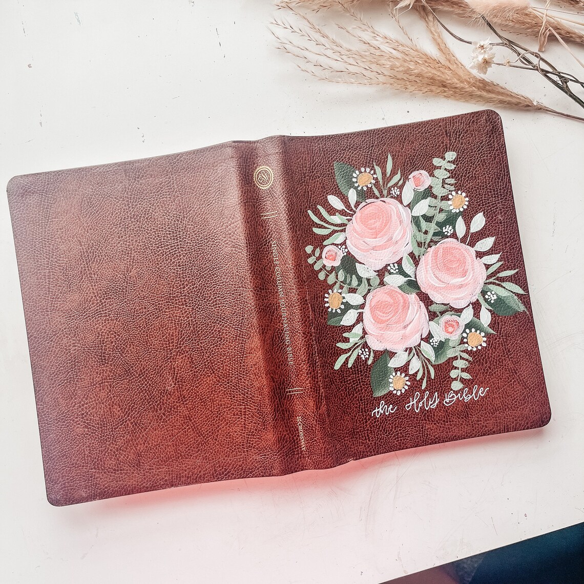 Custom Painted Floral Leather Journaling Bible - Etsy