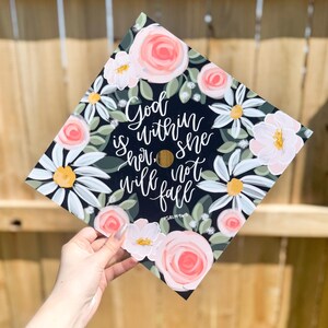 Customizable Floral Grad Cap Decoration Self-adhesive Daisies and Rose ...