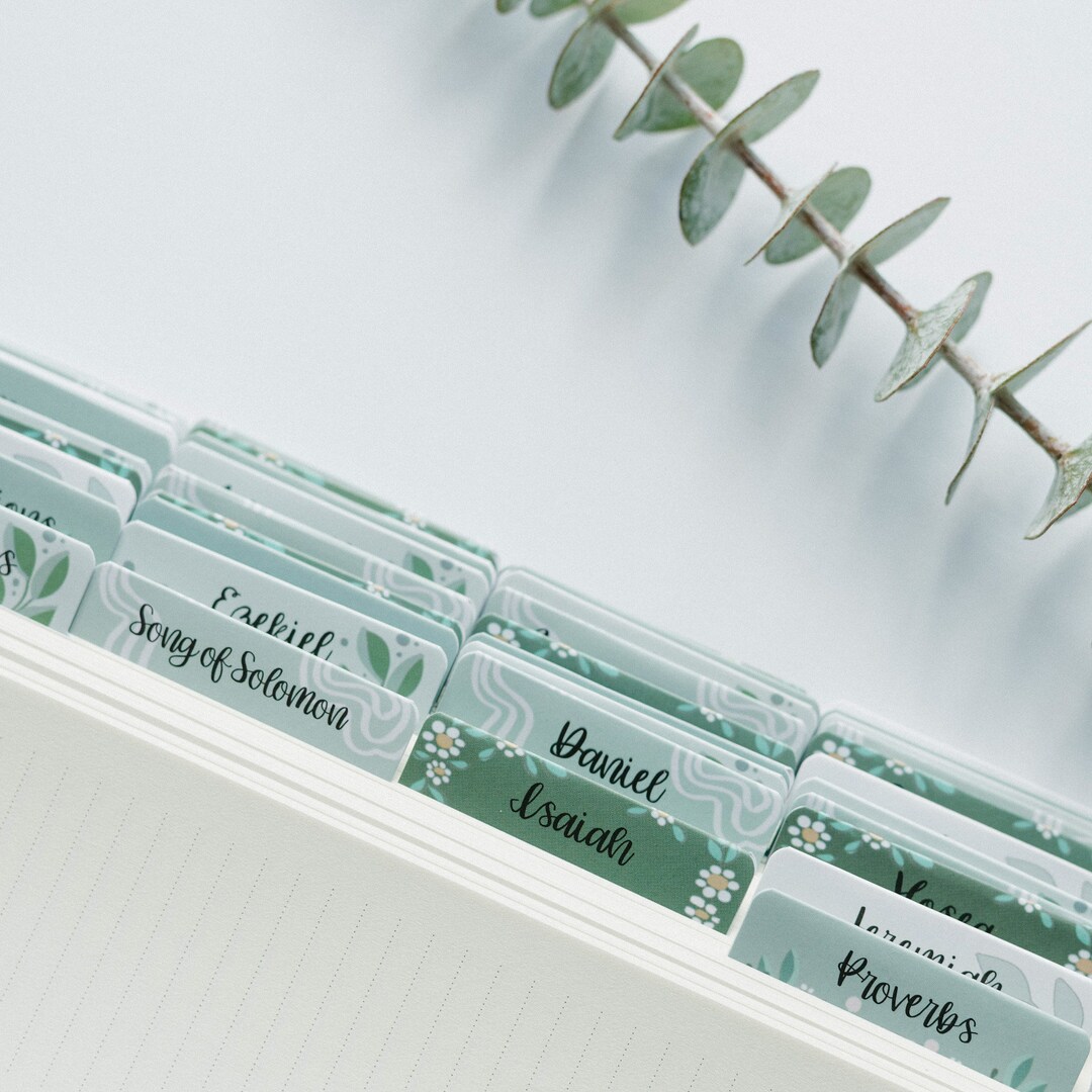 Bible Tabs - Sage Greenery 66 Books of the Bible - Etsy