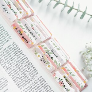 Bible Tabs Pink Floral 66 Books of the Bible - Etsy