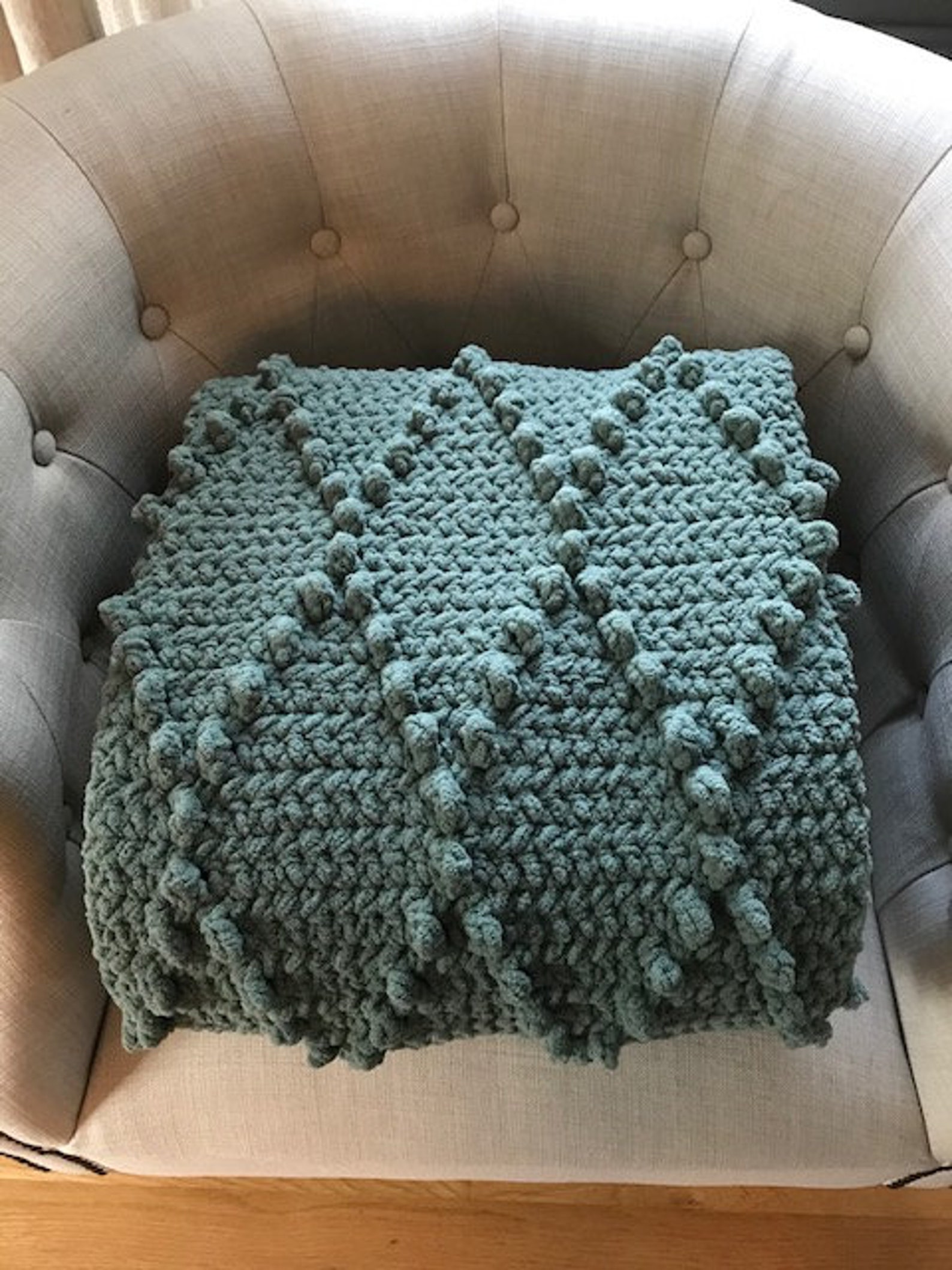 Chunky Throw Blanket, Cozy Large Crochet Blanket, Afghan, Bobble ...
