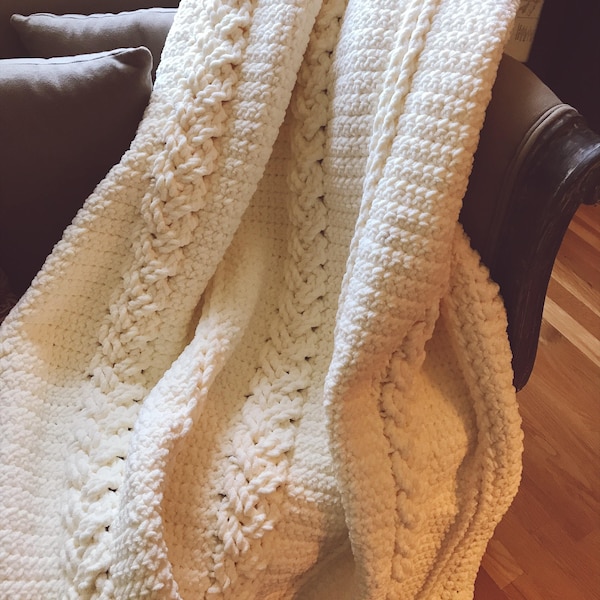 Large Cable Knit Blanket - Etsy
