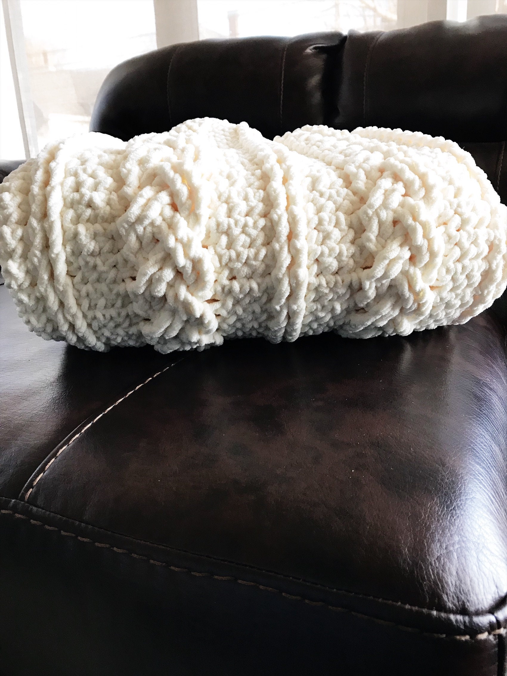 Chunky Throw Blanket, Cozy Large Crochet Blanket, Afghan, Double Cable ...