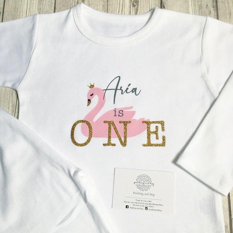 Personalised 1st Birthday Pyjamas Baby Girl Pjs Swan Theme - Etsy