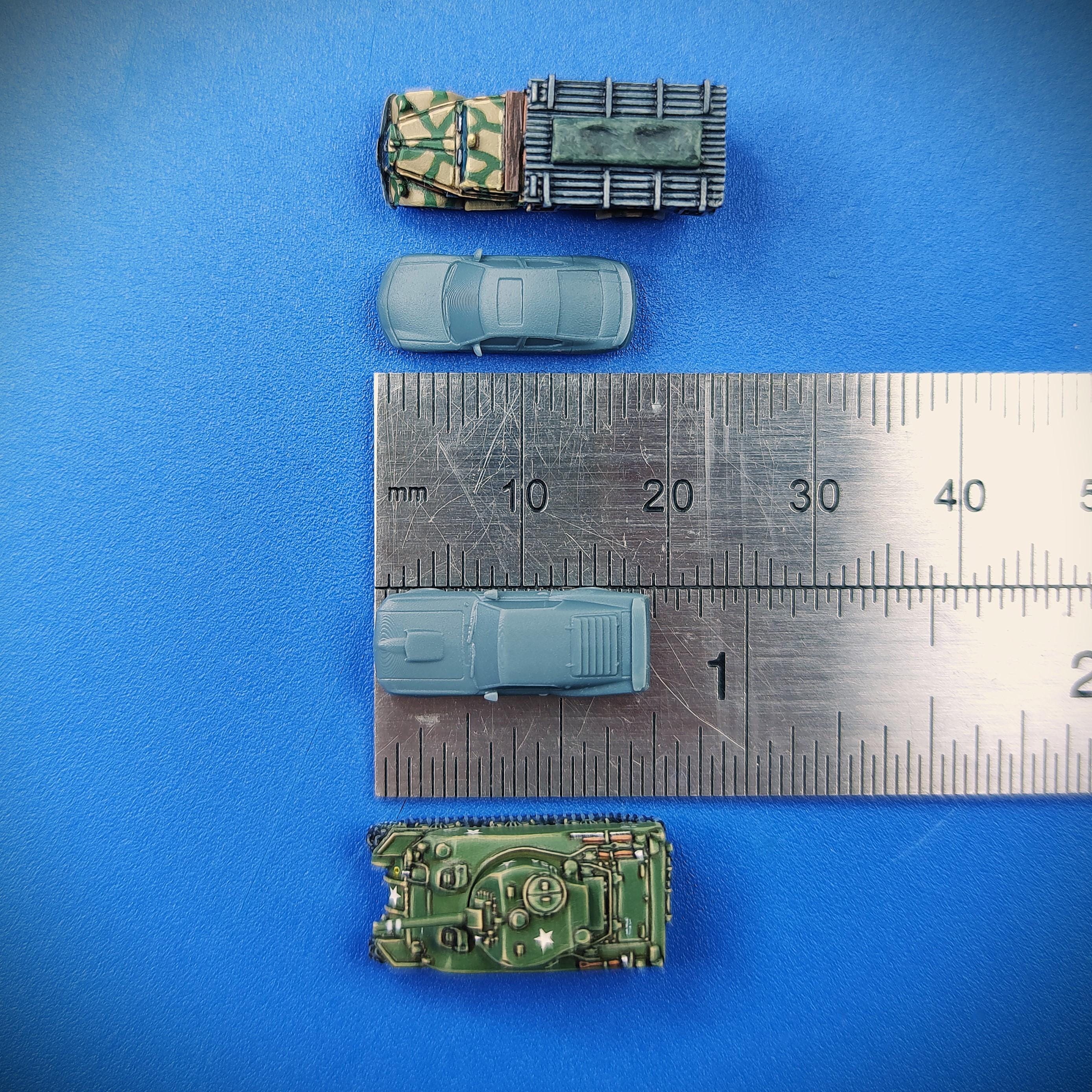 6mm Wrecked Civilian Vehicles Set - (1:265/285) Wargaming Scale Model ...